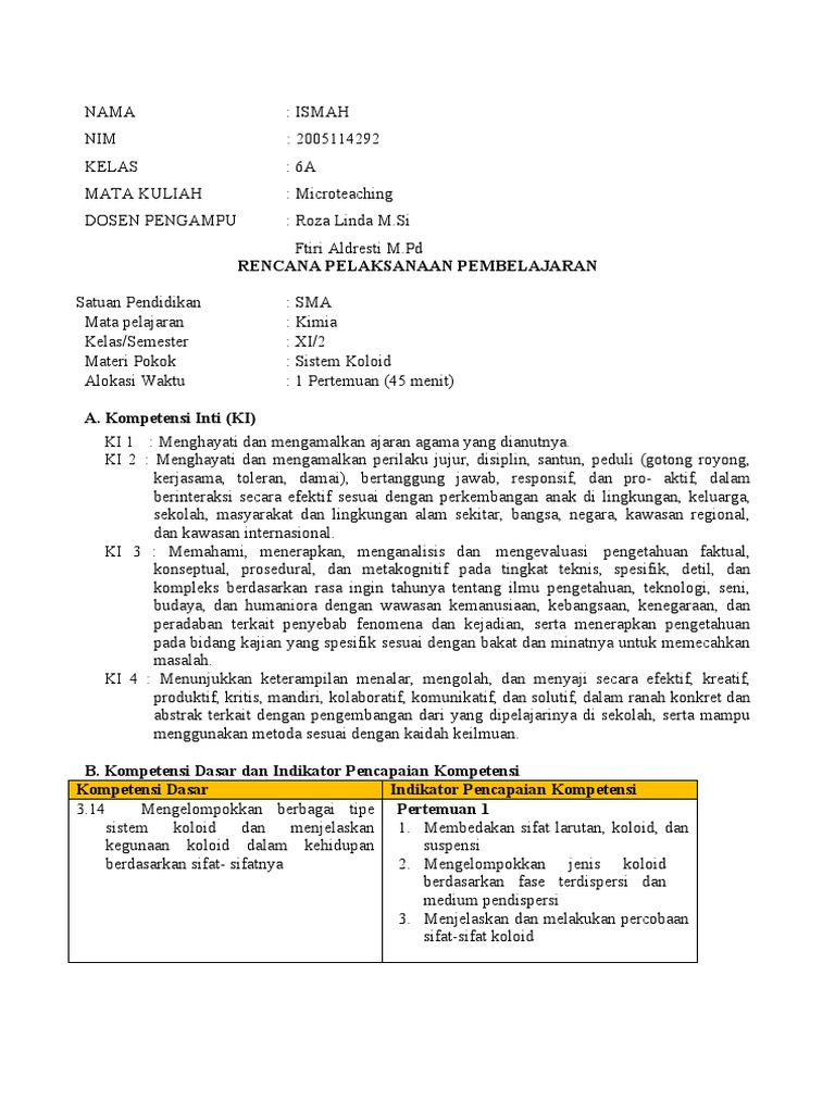RPP KOLOID Microteaching | PDF