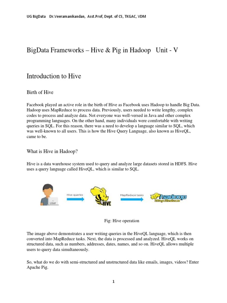 BigData Analytics Unit-V | PDF | Apache Hadoop | Map Reduce BigData Analytics Unit-V | PDF | Apache Hadoop | Map Reduce