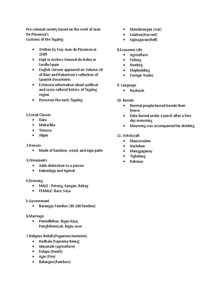Pre-Colonial Tagalog Society | PDF