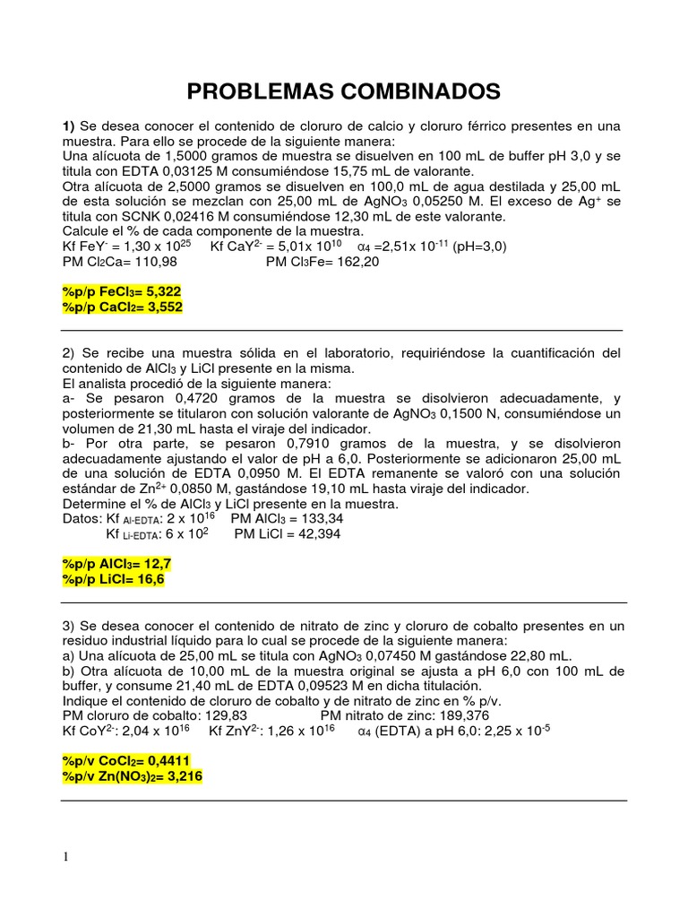 Problemas Combinados 2021 | PDF | Ciencias fisicas | Química