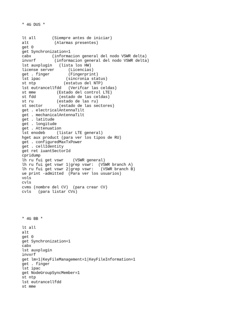 4G DUS Commands Summary | PDF | Information And Communications Technology | Telecommunications