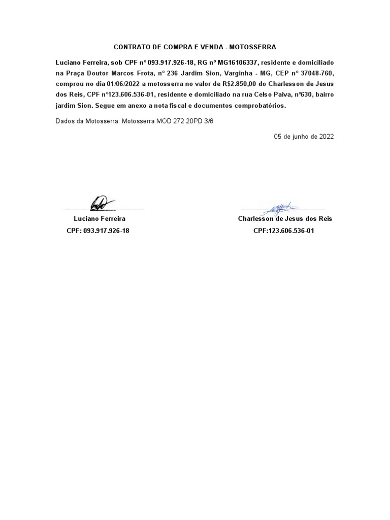 Contrato de Compra e Venda | PDF