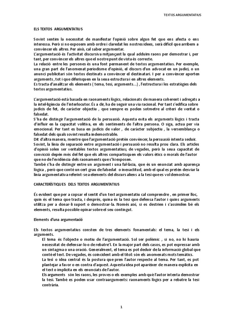 El Text Argumentatiu | PDF