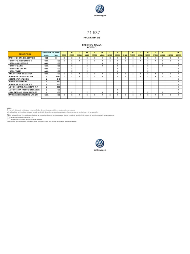 Programa Mantto P | PDF | Bienes manufacturados | Vehículo de motor
