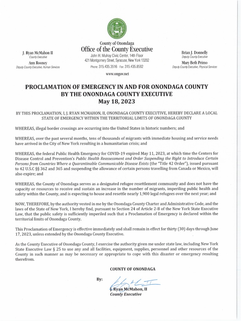 Proclamation of Emergency - 2023-05-18 | PDF