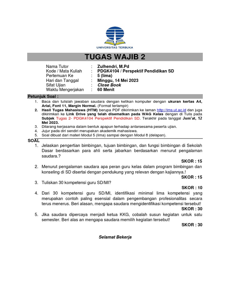 Tugas Wajib 2: Bimbingan dan Kompetensi Guru SD | PDF | Karier & Perkembangan