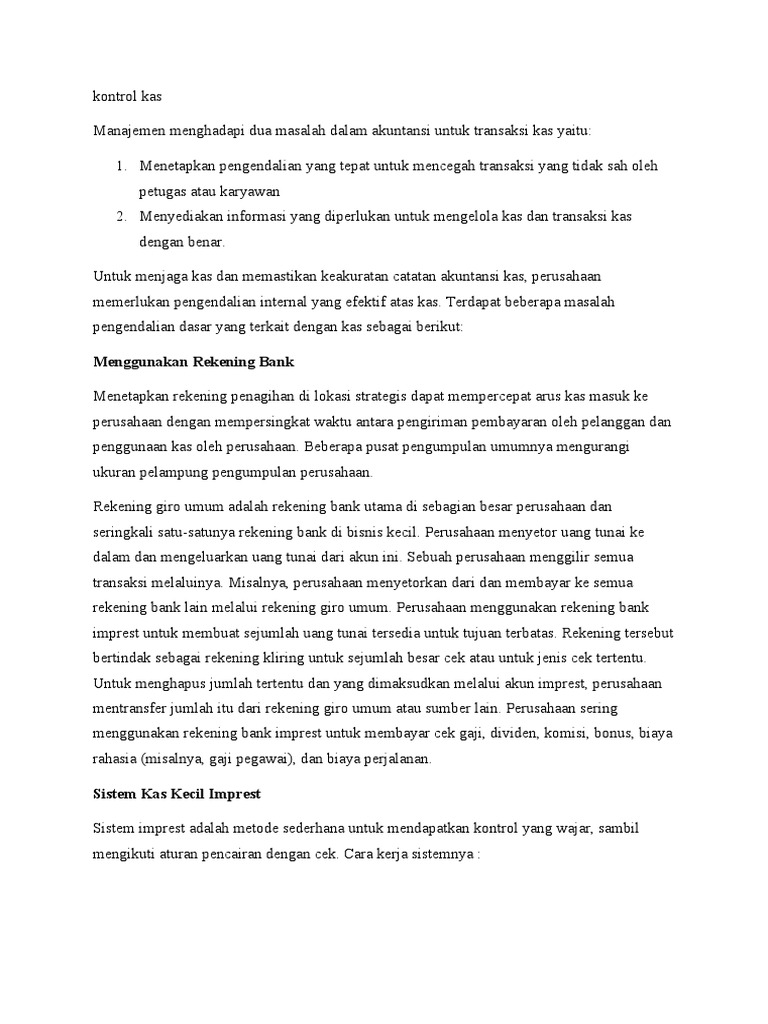 Pengendalian Kas dan Rekonsiliasi Bank | PDF | Bisnis