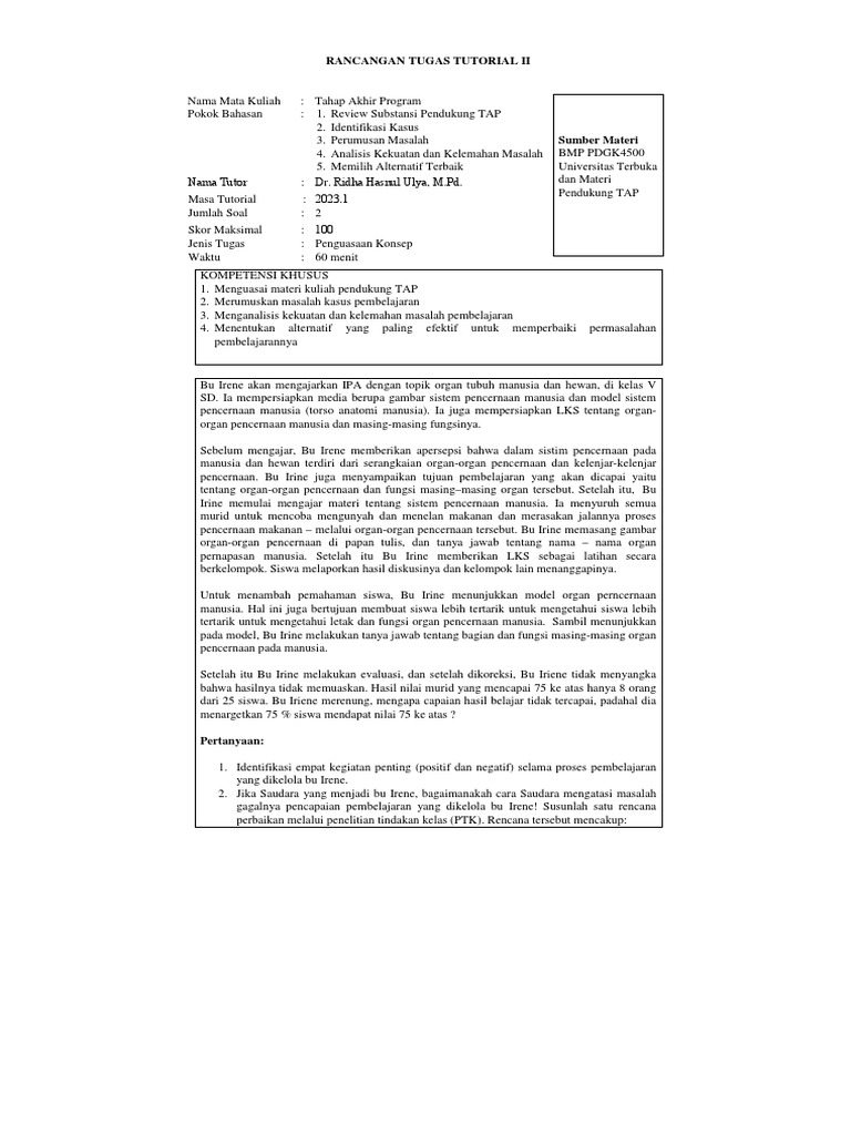 Kisi-Kisi Dan Soal Tugas Tuweb 2 PDGK4500 | PDF