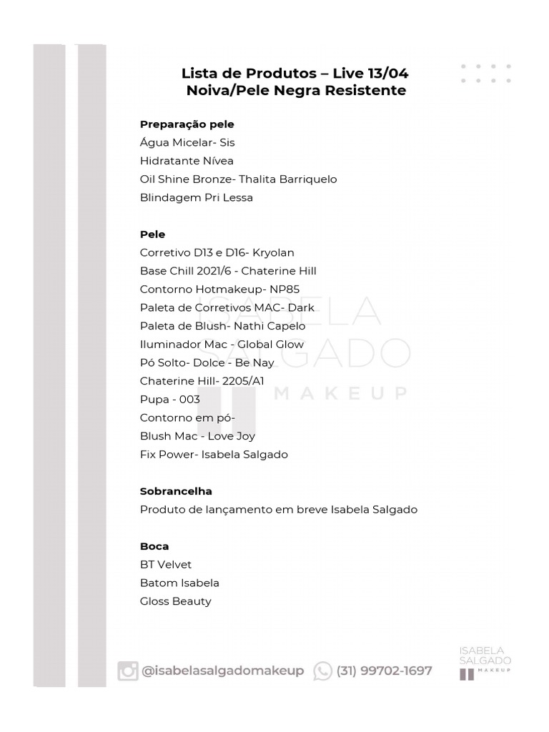 Lista de Produtos - Live 13-04 | PDF