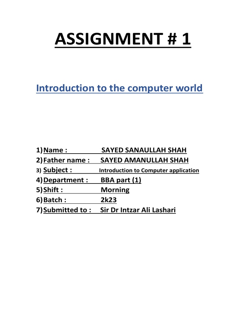 Computer Assignment No 1 | Download Free PDF | Personal Computers ...