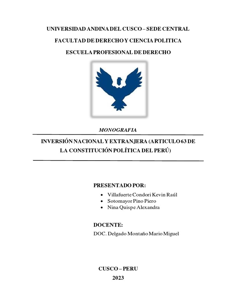 Articulo 63° | PDF | Perú | Proteccionismo