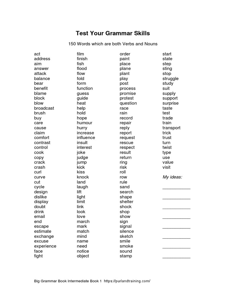 150-words-which-are-both-verbs-and-nouns | PDF | Human Communication ...