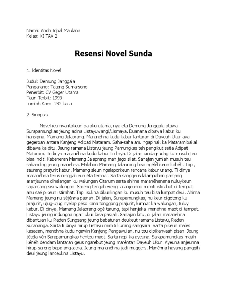 Resensi Novel Sunda | PDF