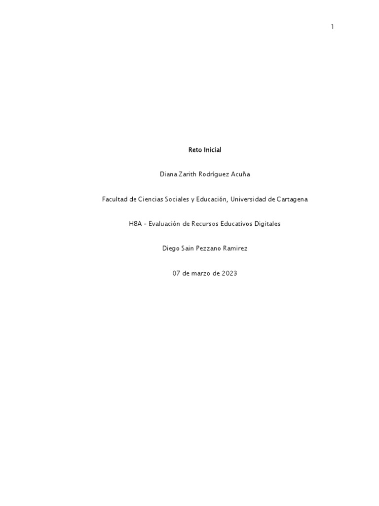 Reto Inicial - Diana Zarith Rodriguez - EVREDI H8A | PDF | Aprendizaje ...