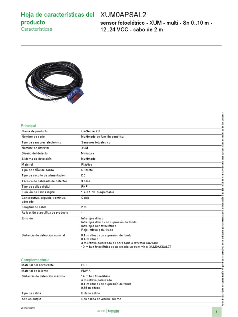 Sensor Fotoeléctrico XUM0APSAL2 | PDF | Diodo emisor de luz | Ciencias ...