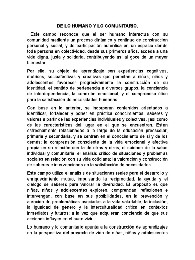 De Lo Humano y Lo Comunitario | Descargar gratis PDF | Inclusión ...