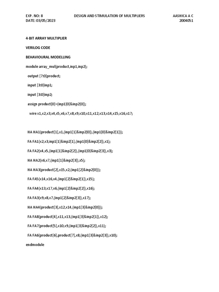 Vlsi Exp 8 2004051 | PDF