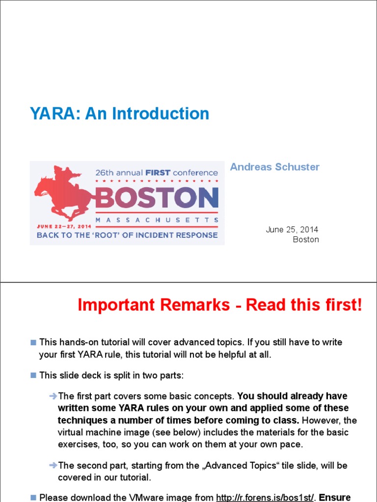 Yara Documentation - First 2014 - Schuster - Andreas - Yara Basic and ...