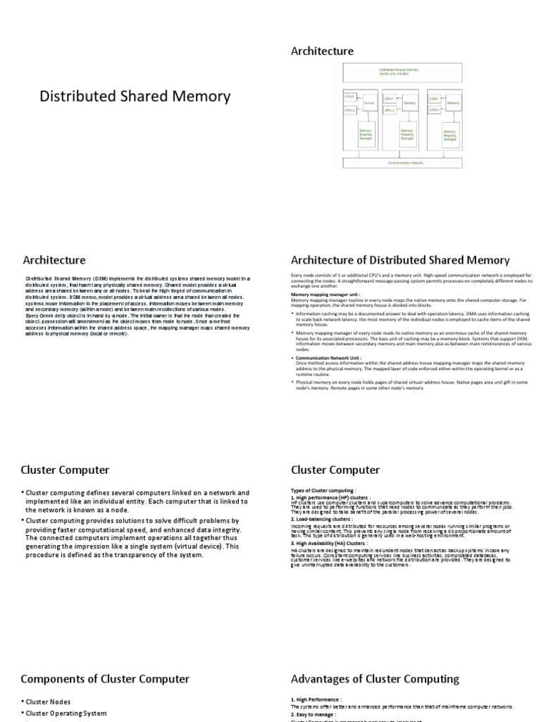 Distributed Shared Memory: Architecture | PDF | Computer Cluster | Computer Data Storage