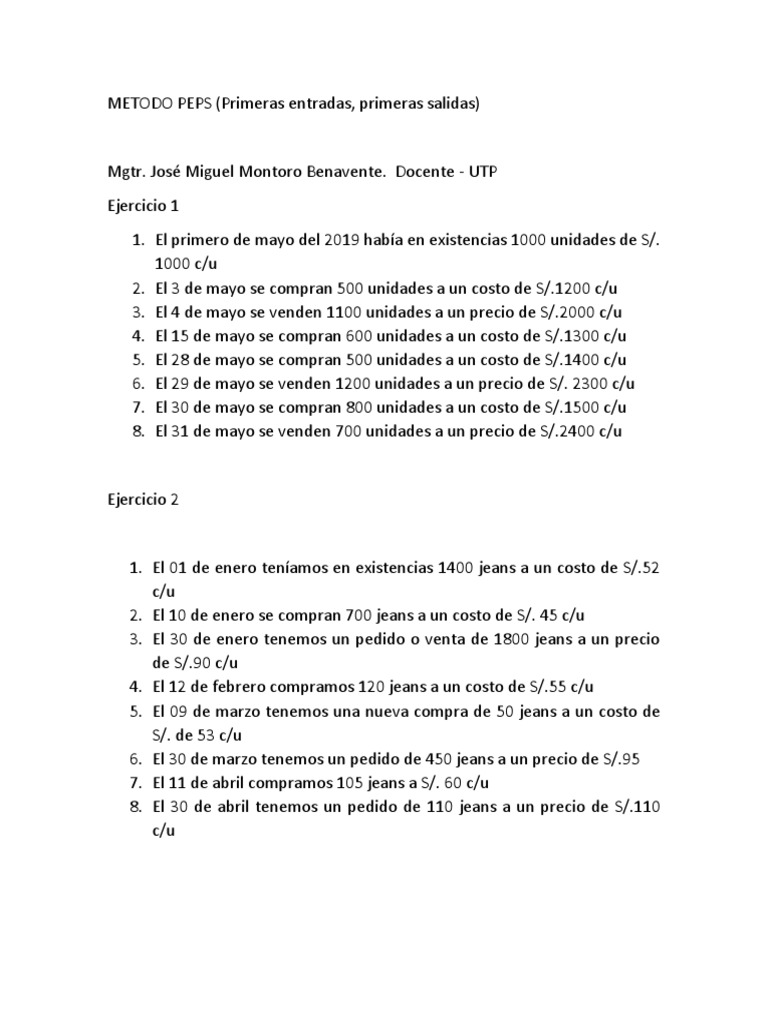 Metodo Peps - Ejercicios | PDF