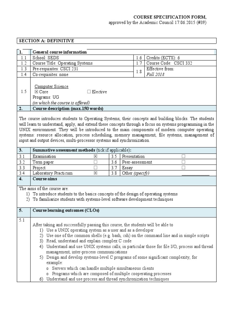Csci 332 Operating Systems Spring 2023 Pdf Operating System Process Computing 