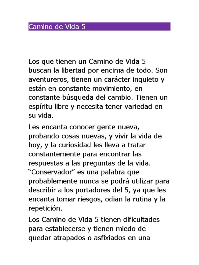 Camino de Vida 5 | PDF