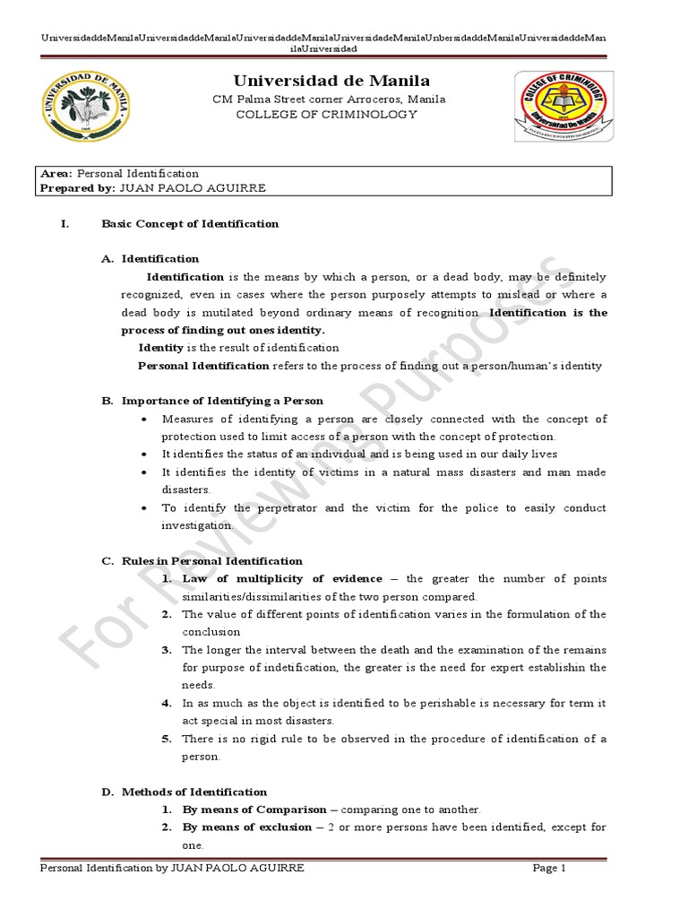 Personal Identification | PDF | Fingerprint | Human Anatomy