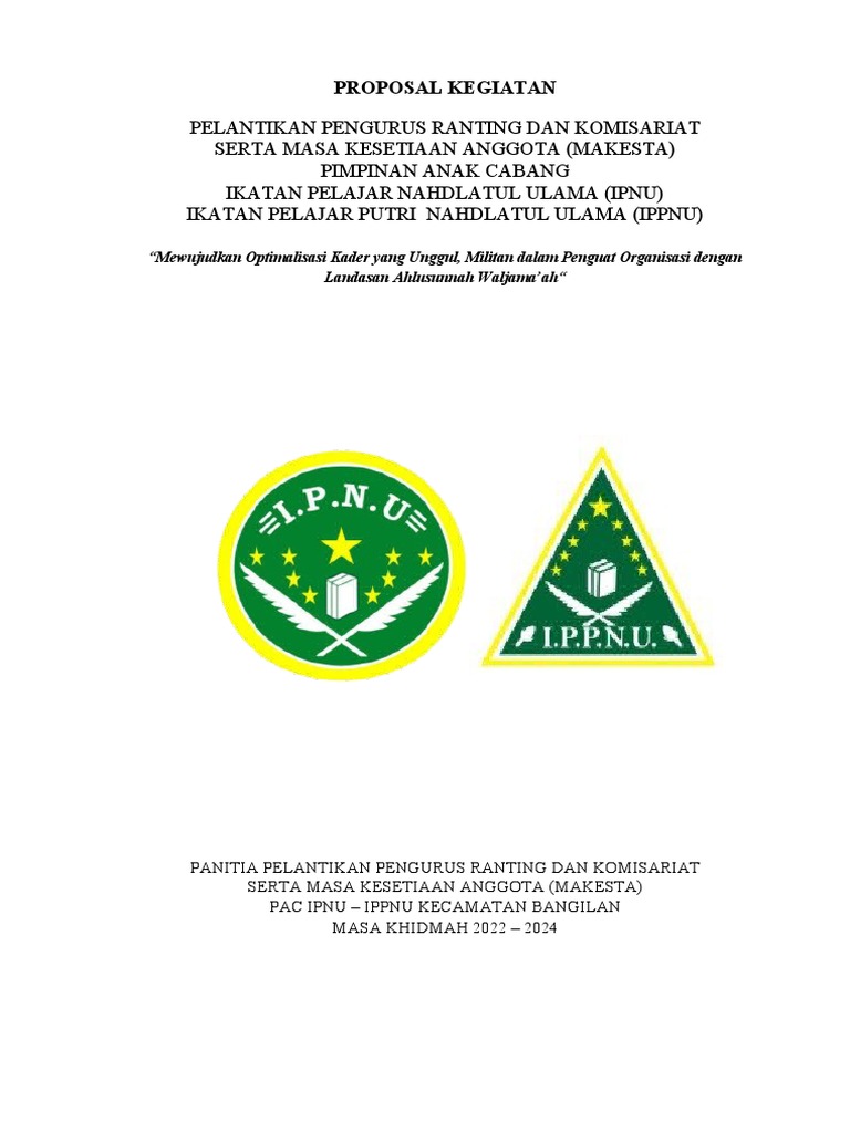 Proposal - Kegiatan - IPNU - IPPNU - Siap Print | PDF Proposal - Kegiatan - IPNU - IPPNU - Siap Print | PDF