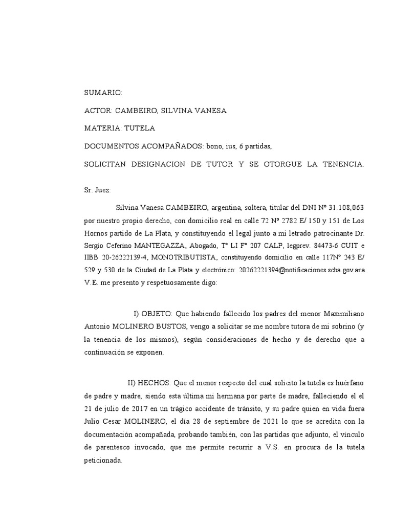 demanda tutela | PDF | Justicia | Crimen y violencia