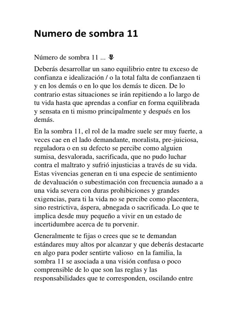 Numero de Sombra 11 | PDF | Mente | Conceptos psicologicos