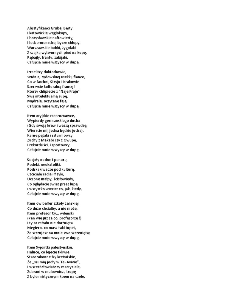 Julian Tuwim - Całujcie Mnie Wszyscy W Dupę | PDF