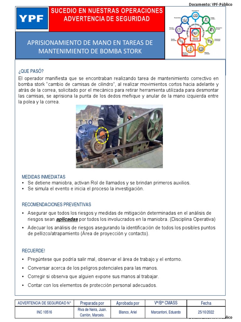Advertencia de Seguridad - Incidente Personal INC10516 Aprisionamiento ...