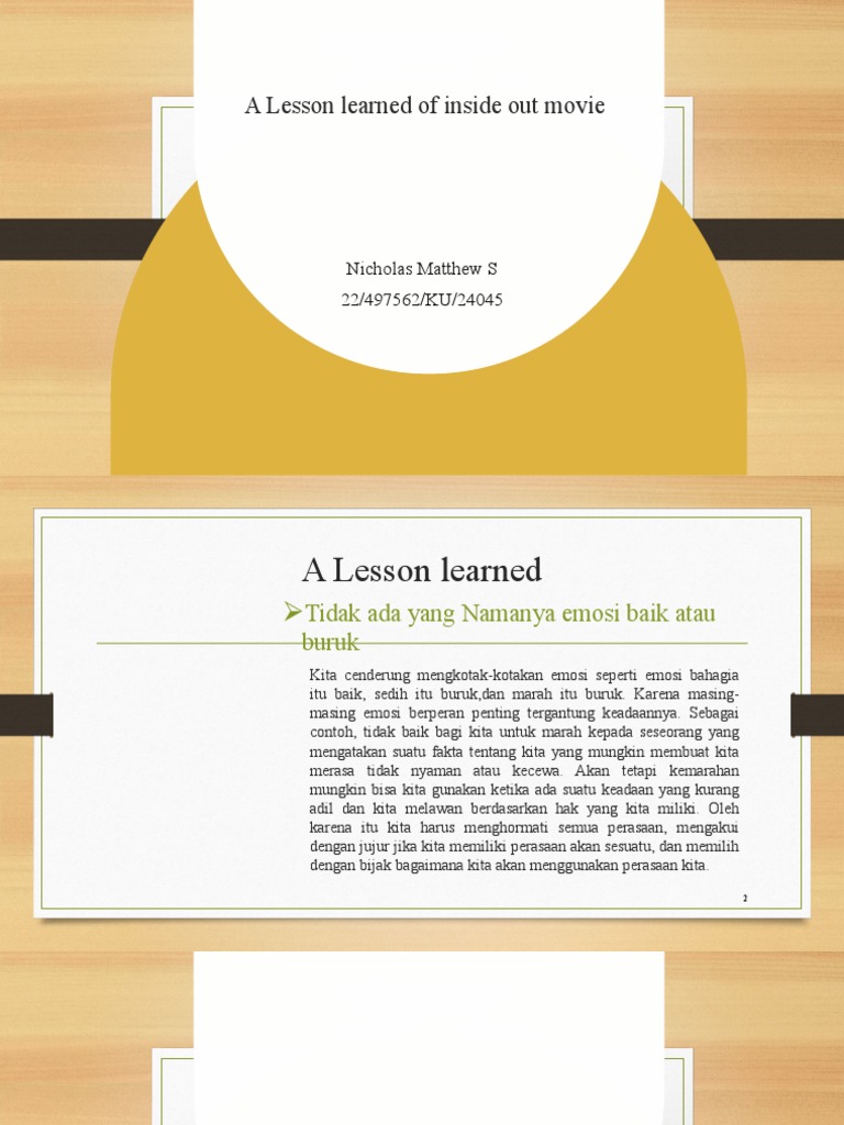 Lesson Learned of Inside Out | PDF