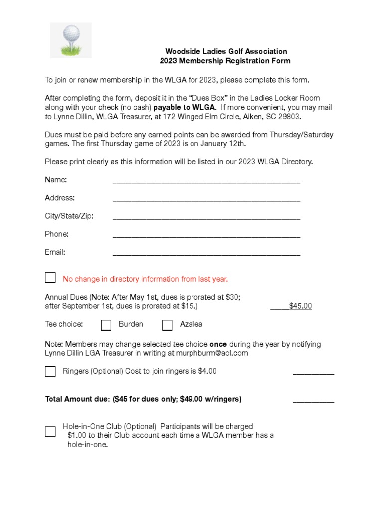 Lga 2023 Membership Form | PDF