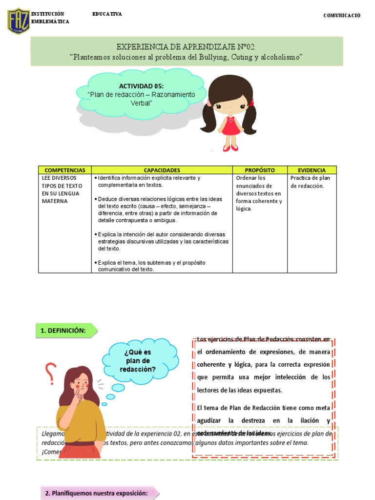 Exp. 02 - Act. 05 Raz.Verb.Plan Redacción 2023. | PDF | Internet | Facebook
