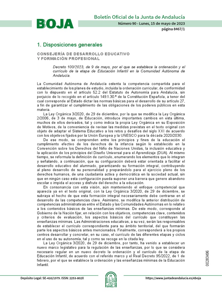 Decreto 100-2023 Curriculo Infantil | PDF | Plan de estudios | Educación de la primera infancia