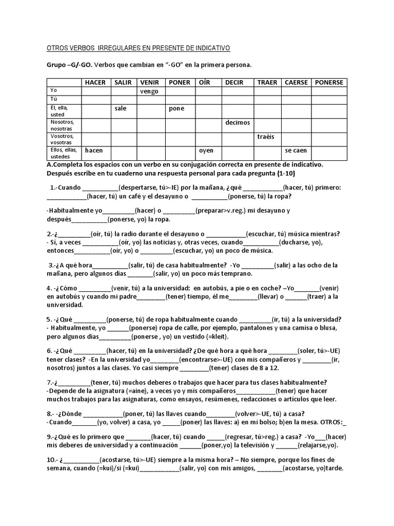 3.7 Verbos - GO, - ZC, - Y | PDF | Verbo