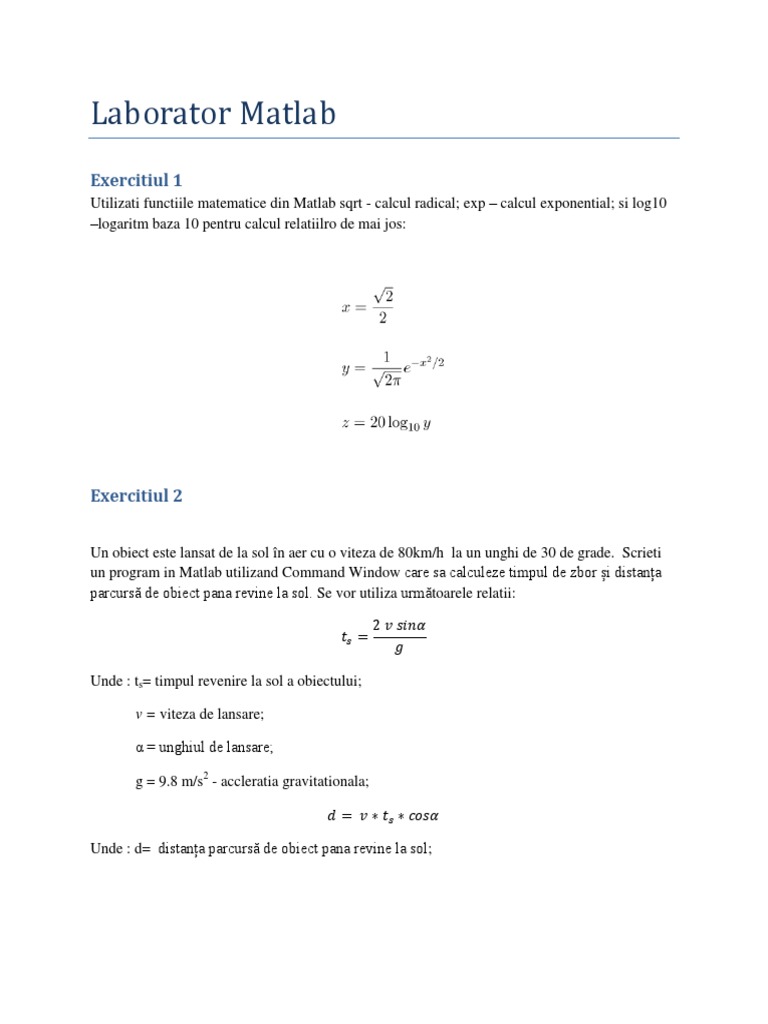 Laborator Matlab (I) | PDF