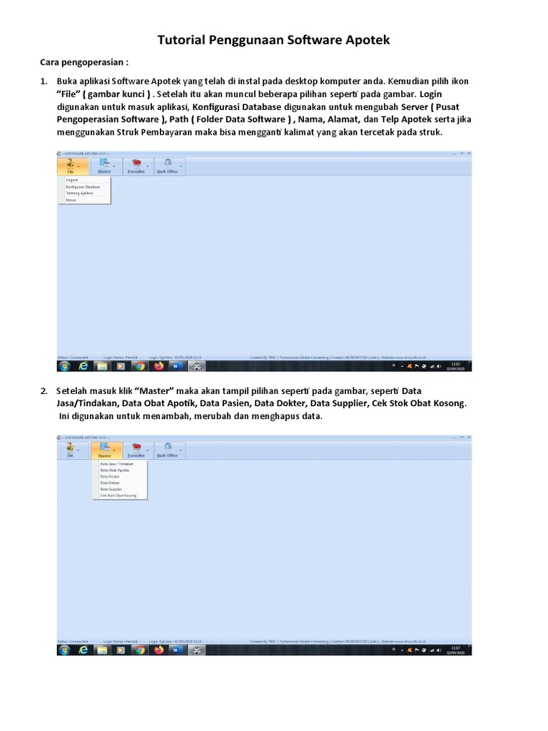 Tutorial Penggunaan Software Apotek TMC | PDF