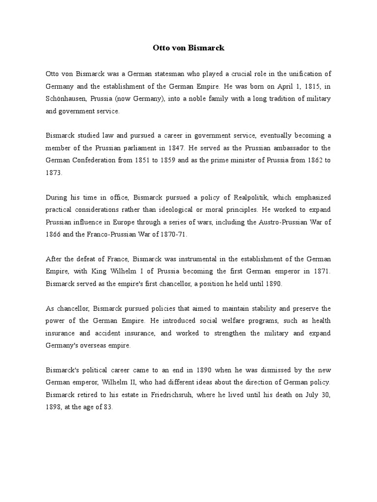 Otto Von Bismarck | PDF | Politics | History