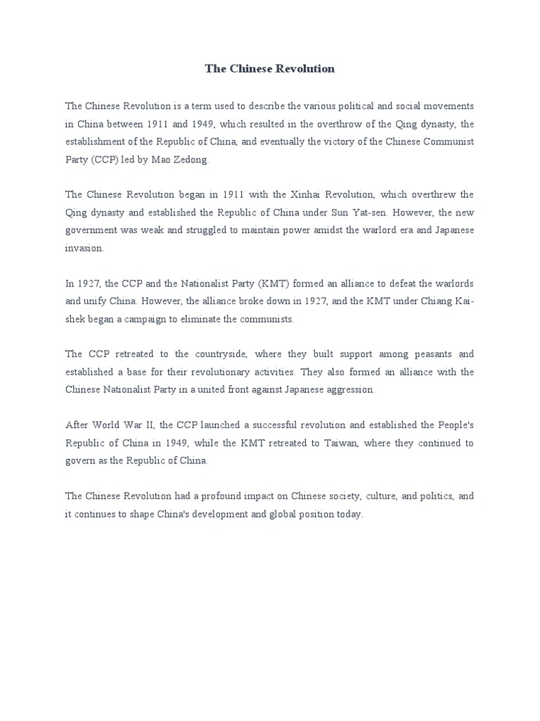 Chinese Revolution Overthrew Qing Dynasty Established CCP Rule | PDF