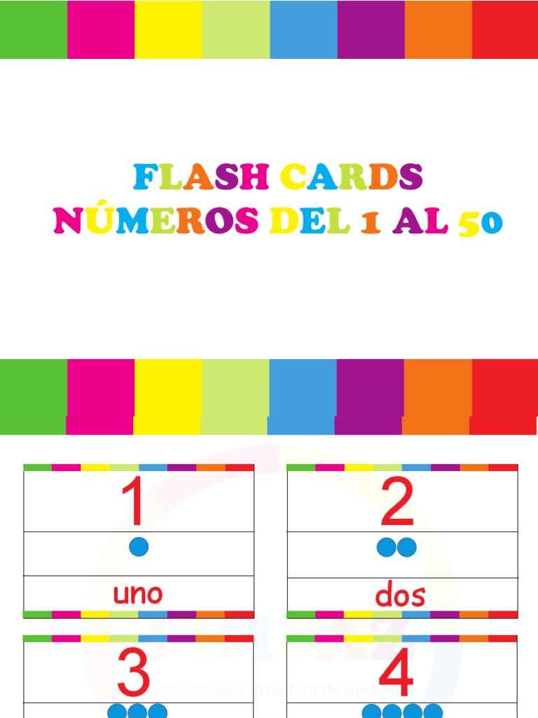 FLASH CARDS NUMEROS 1 AL 50 - Compressed | PDF
