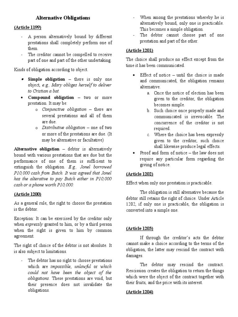 Alternative Obligations | PDF