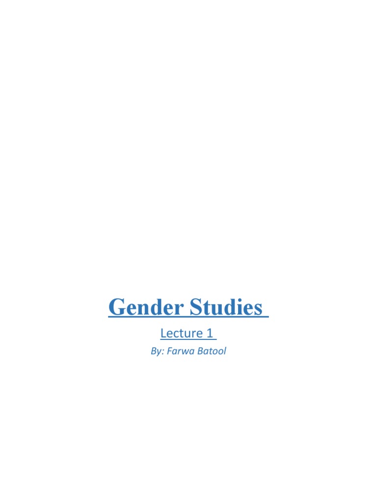 Gender Studies Lecture 1 | PDF | Gender Studies | Feminism