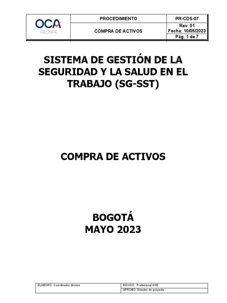 Procedimiento Compra de Activos | PDF | Infraestructura | Evaluación