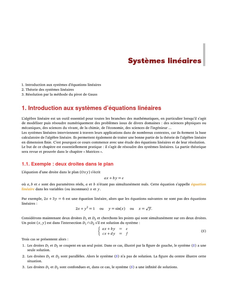Introduction aux systèmes linéaires | PDF | Système d'équations ...