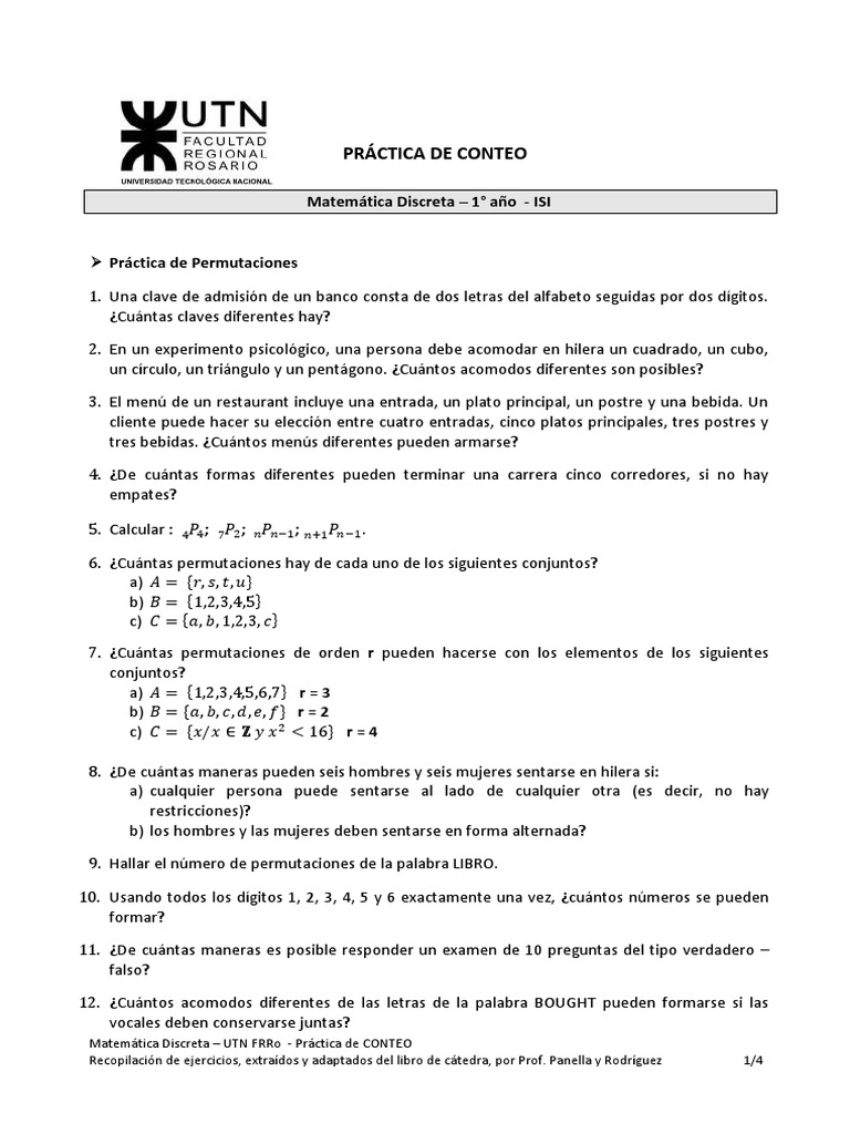 2020 Práctica de Conteo | PDF | Permutación
