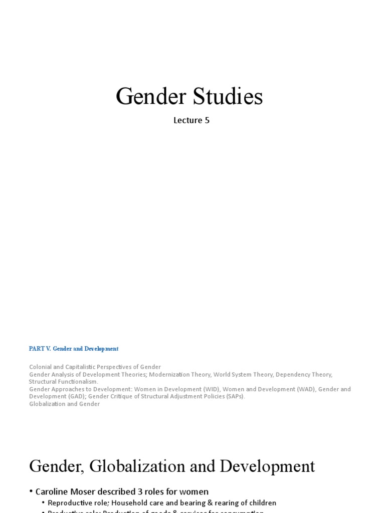 Gender Studies Lecture 5 | PDF | Gender And Development | Structural Adjustment