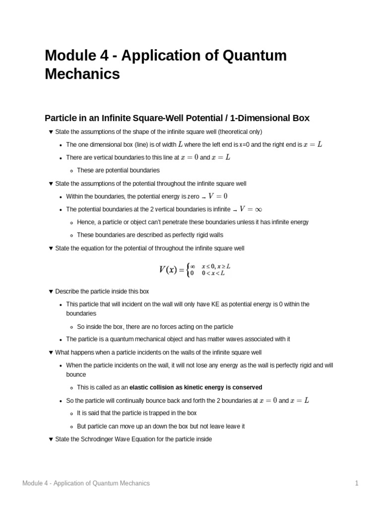 Module 4 - Application of Quantum Mechanics | PDF | Waves | Wave Function