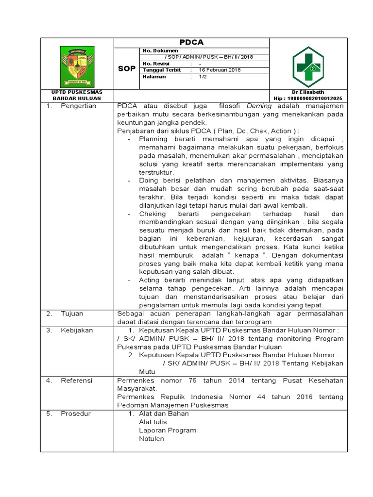 Sop Pdca (1.1.5 Ep 4) | PDF